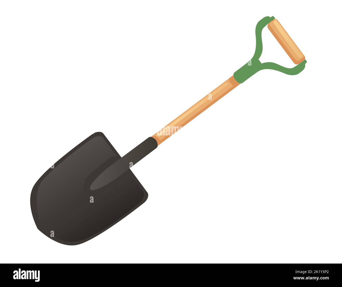 Steel shovel with wooden handle vector illustration isolated on white ...