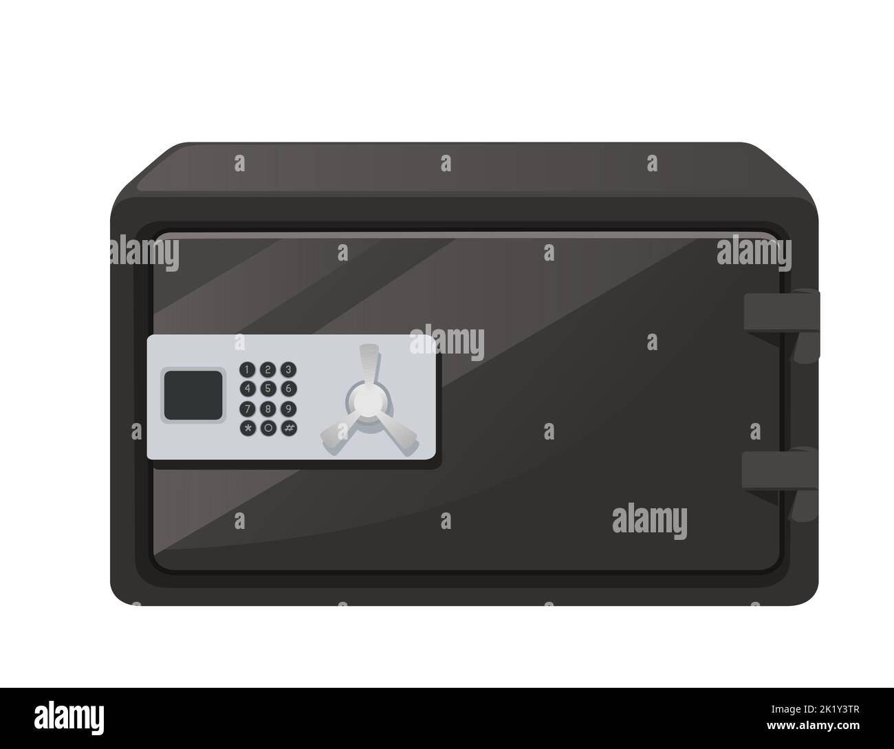 Armored steel safe with password lock black colored vector illustration ...