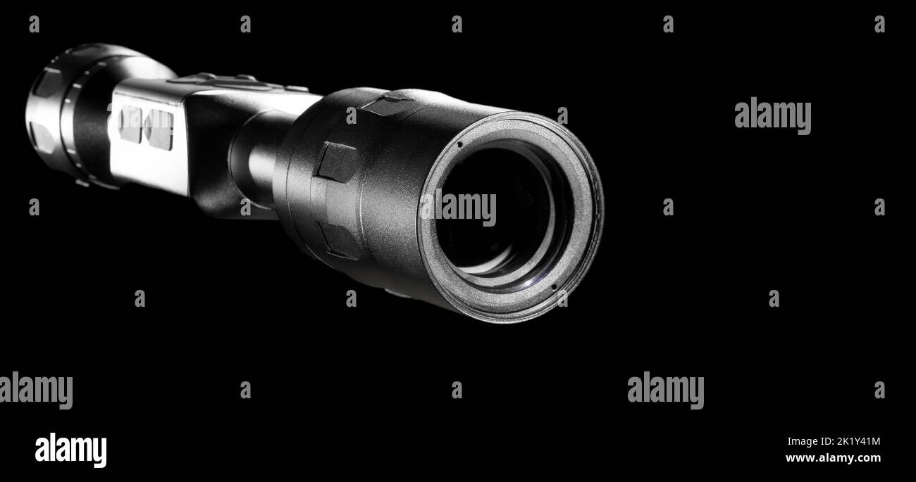 Infrared scope for a gun on a black background Stock Photo - Alamy