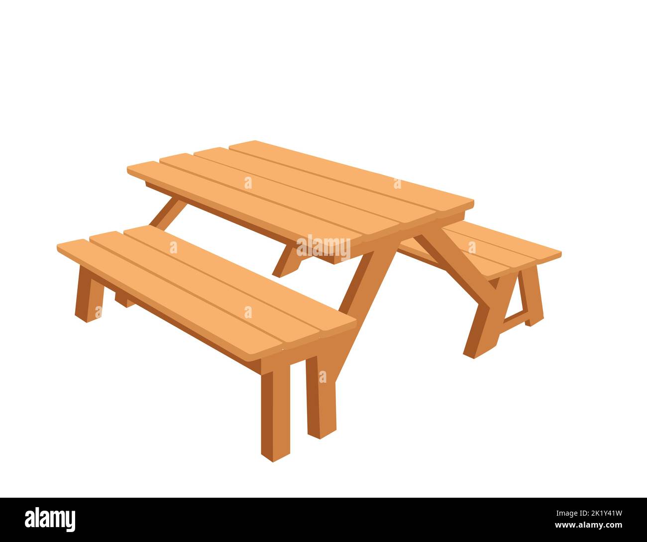 Wooden Bench With Legs Outdoor Park Furniture Vector Illustration