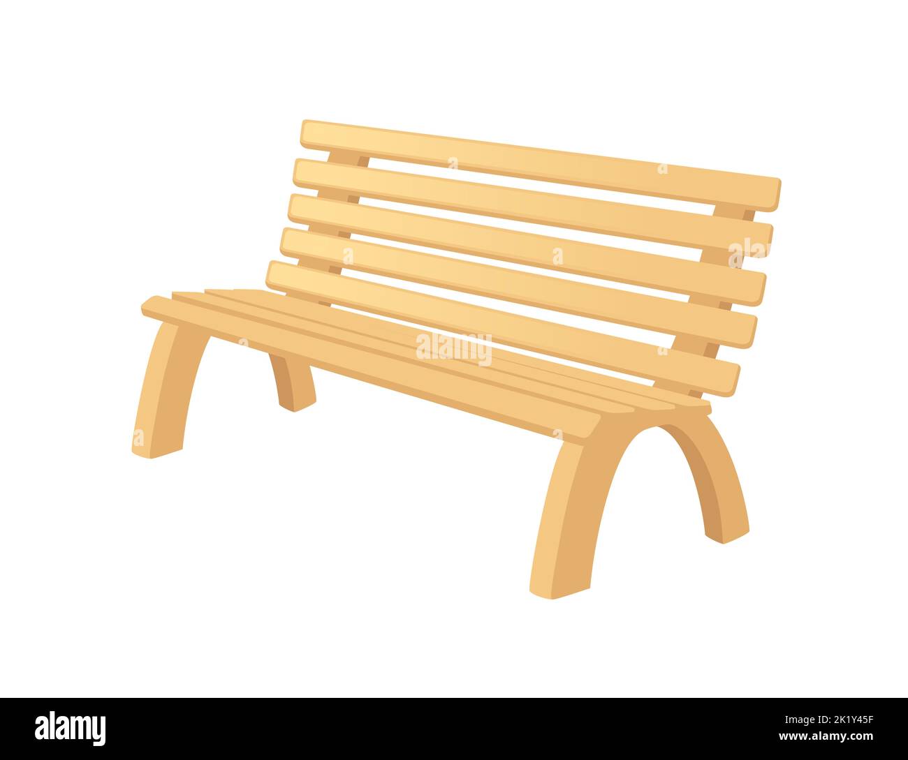 Wooden Bench With Legs Outdoor Park Furniture Vector Illustration