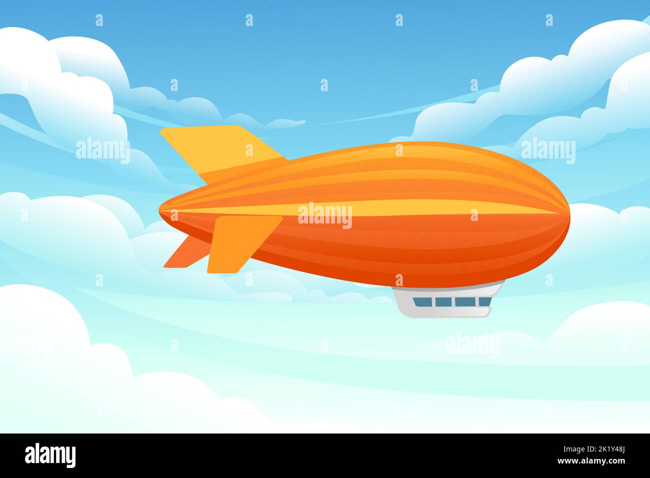 Commercial airship flying in sky rigid airship vector illustration on ...