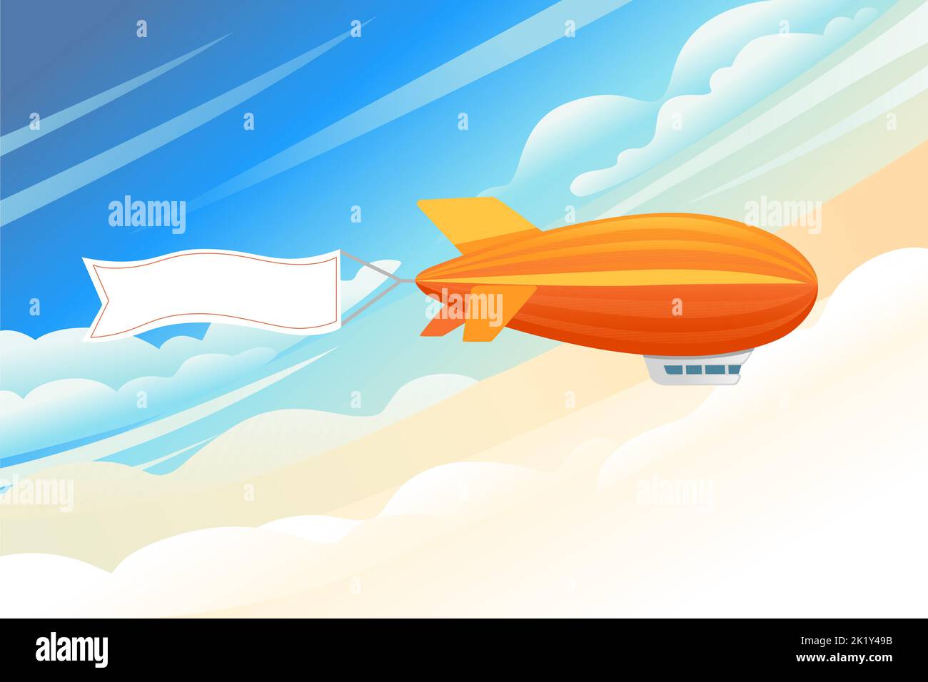 Commercial airship flying in sky rigid airship vector illustration on ...