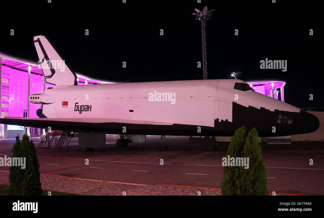 December 8, 2021, Sochi, Russia. A mock-up of the Soviet orbital rocket ...