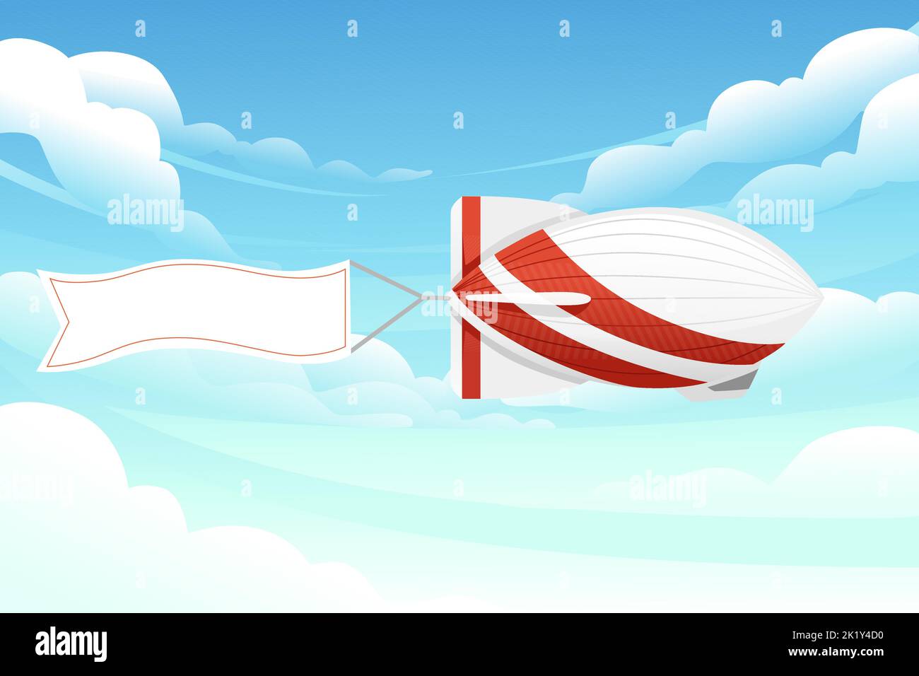 Commercial airship flying in sky rigid airship vector illustration on ...