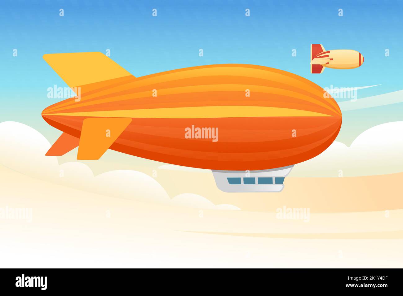 Commercial airship flying in sky rigid airship vector illustration on ...