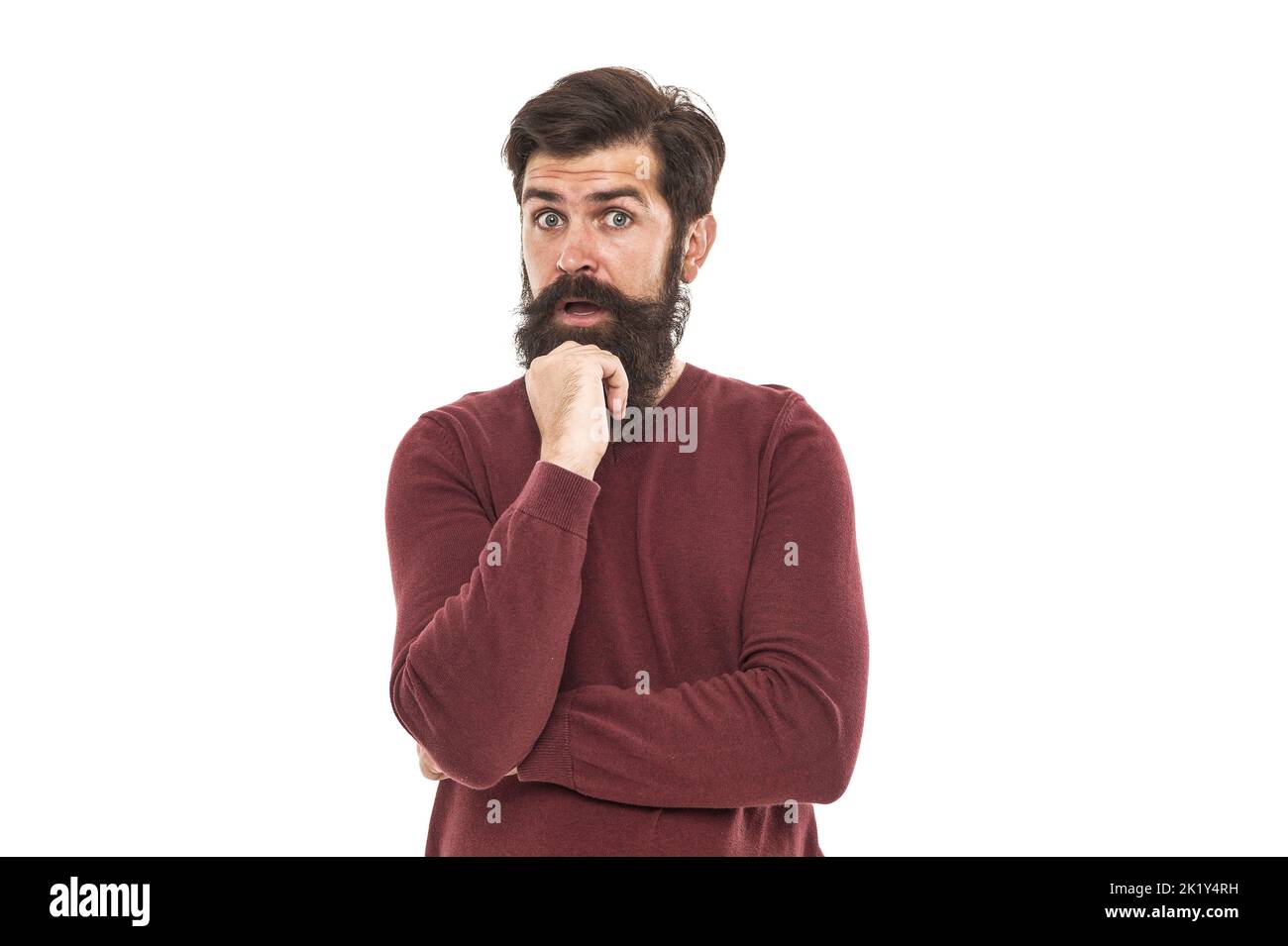 Bearded man thinking. Good decision needs time. Lost in thoughts ...