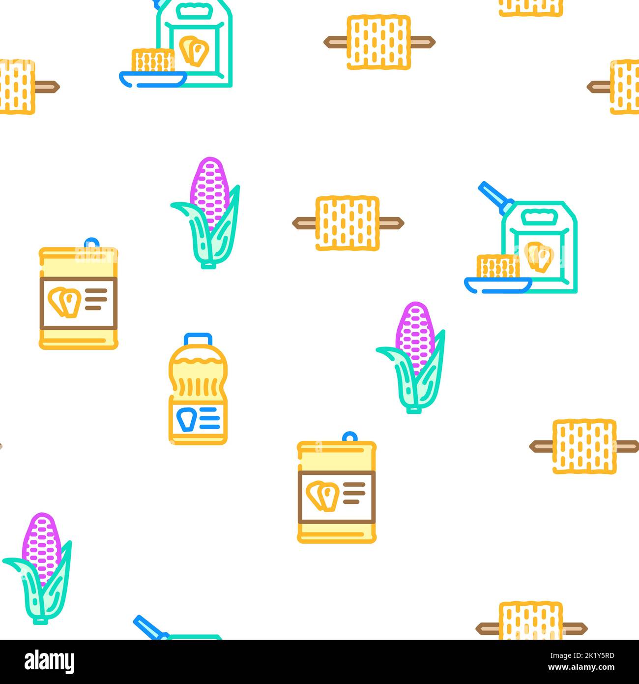 corn maize sweet plant cob vector seamless pattern Stock Vector Image ...