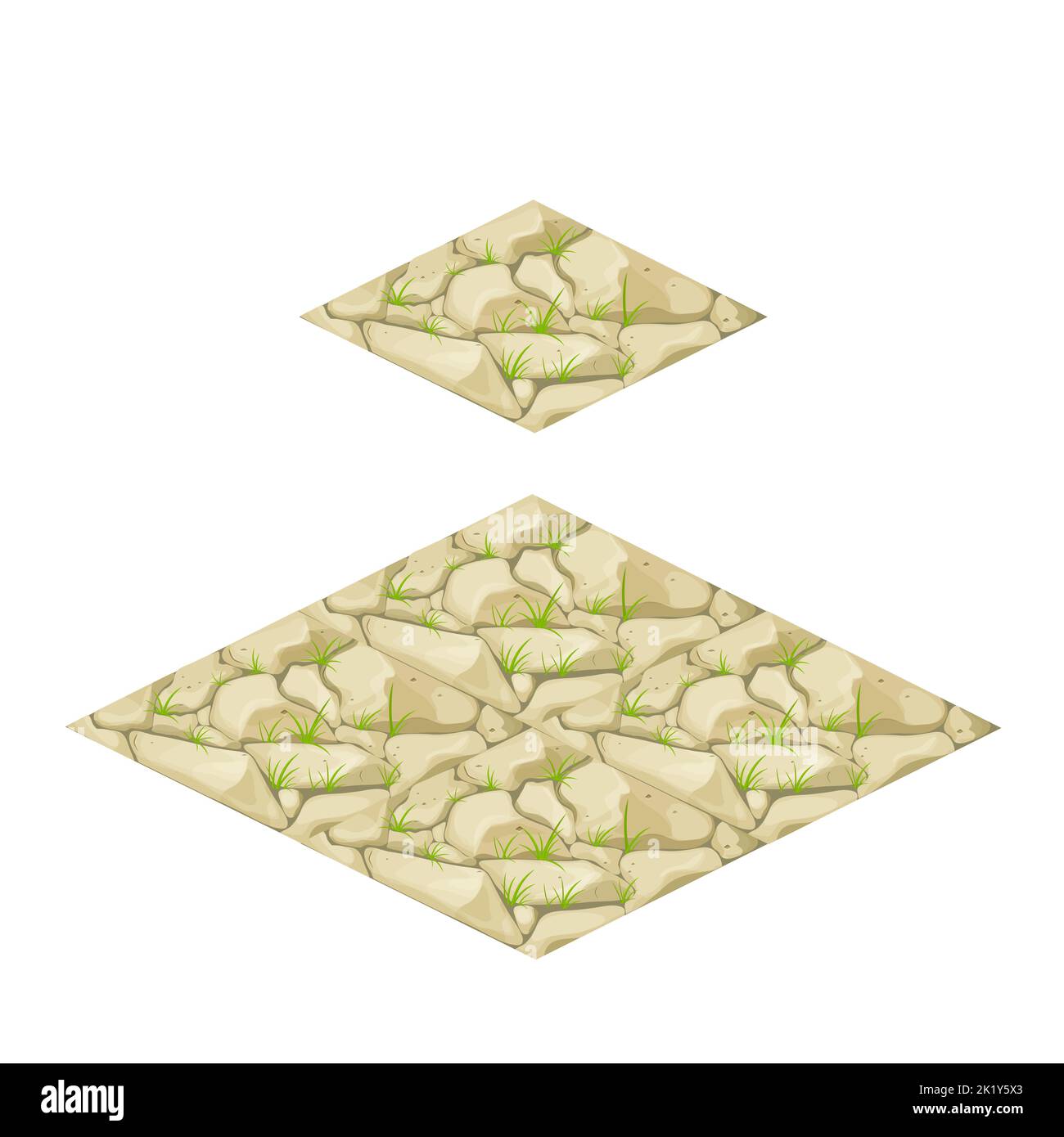 Set isometric tile map elements stones in cartoon style isolated on ...