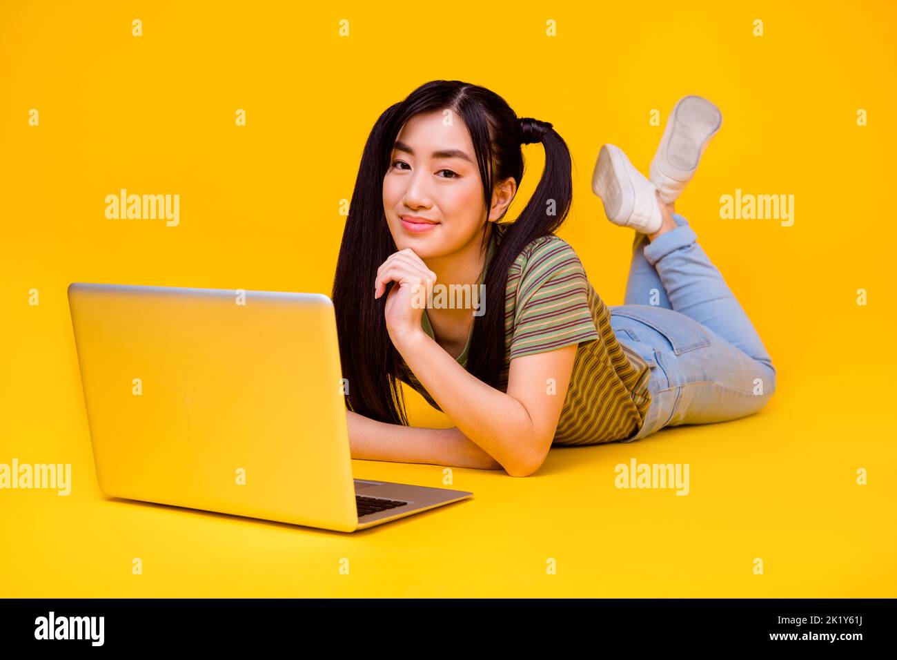 Photo of young adorable clever business lady brainstorming try to find ...