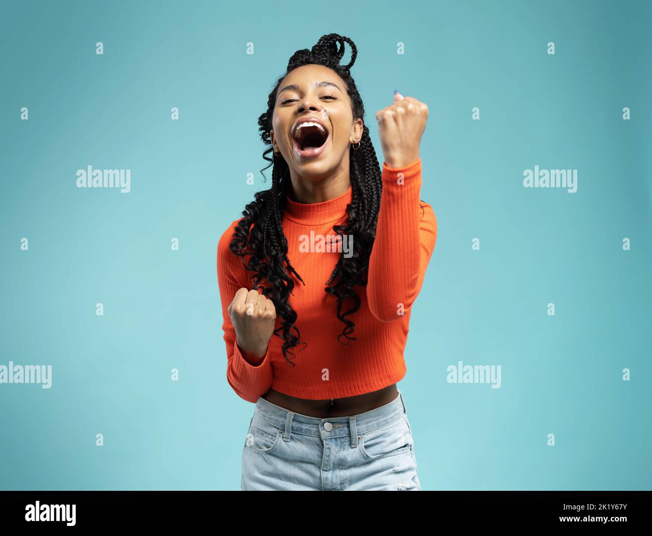 I won. Winning success happy woman celebrating being a winner. Dynamic ...