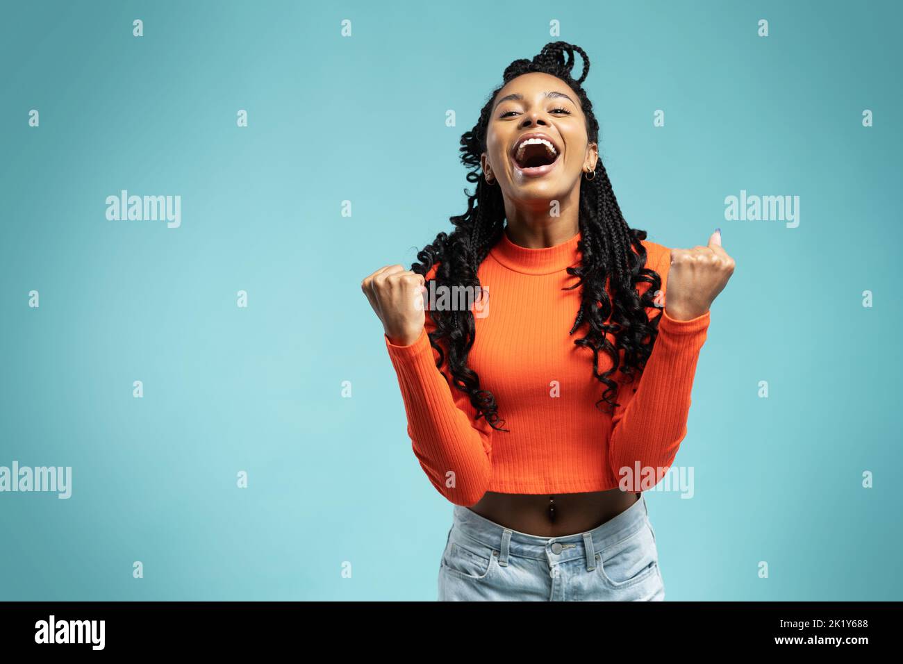 I won. Winning success happy woman celebrating being a winner. Dynamic ...