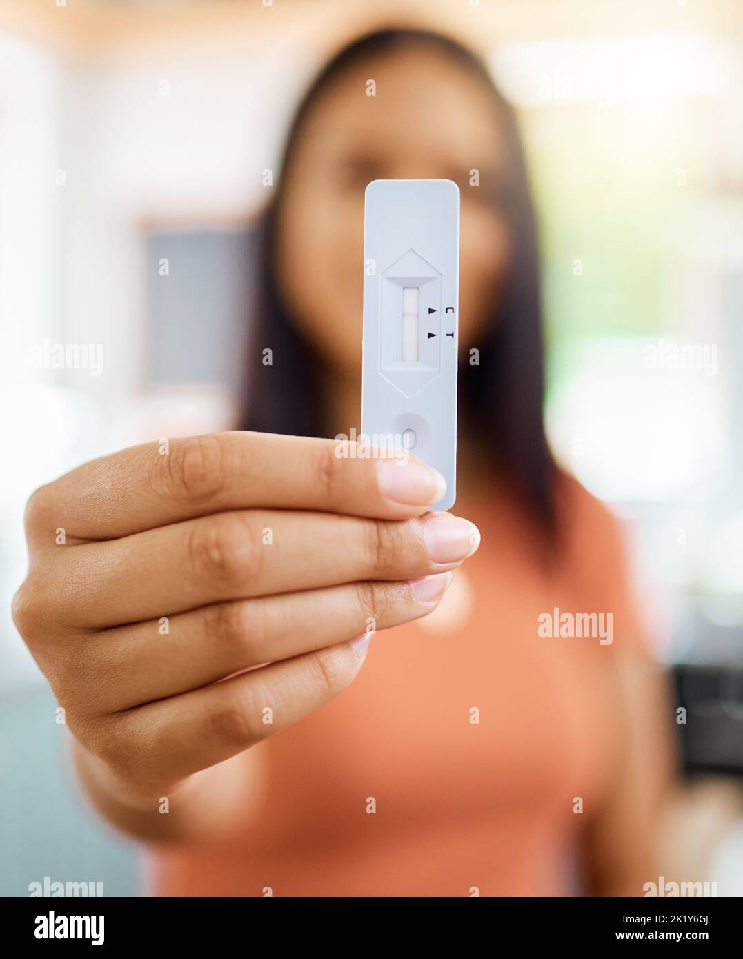 Woman hands, covid and negative rapid antigen test results for ...