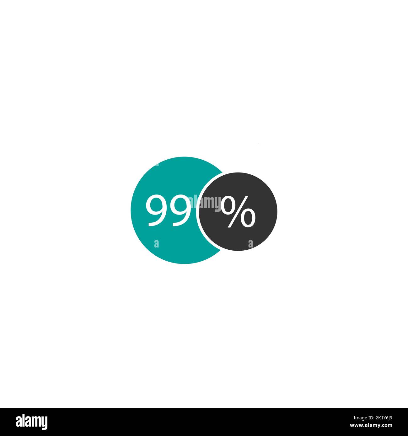 99 Percentage pie diagrams on the white background, pie chart for Your documents, reports, 99 ...