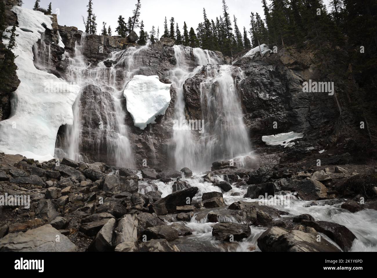 Tangle Creek Falls in Jasper National Park, Alberta, Canada Stock Photo ...