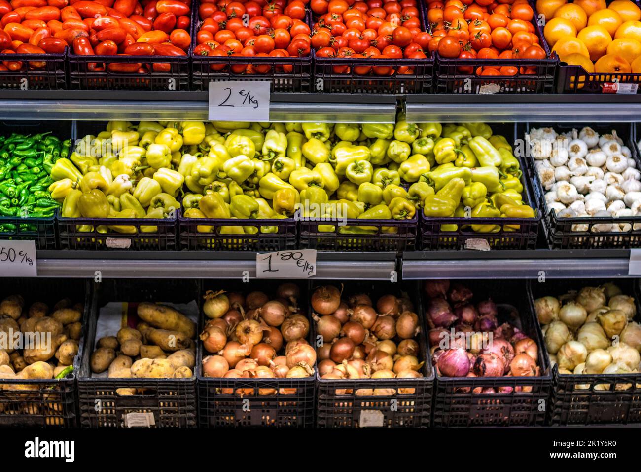 Vegetable store. Fresh Spanish vegetables freshly picked from the ...