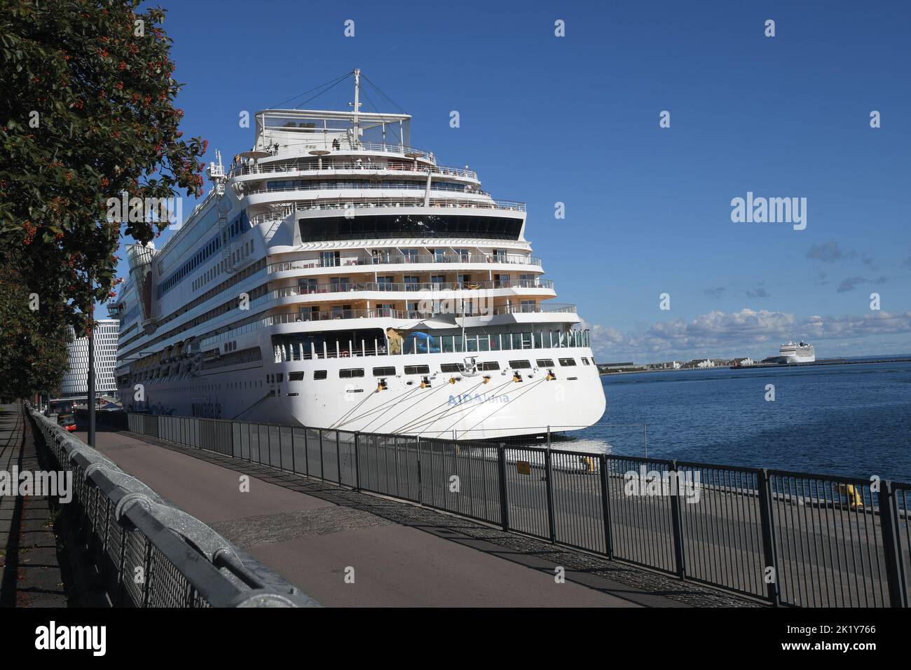 Copenhagen -Denmark -21 Septmeber 2022- AIDA Luna cruise ship is duck ...