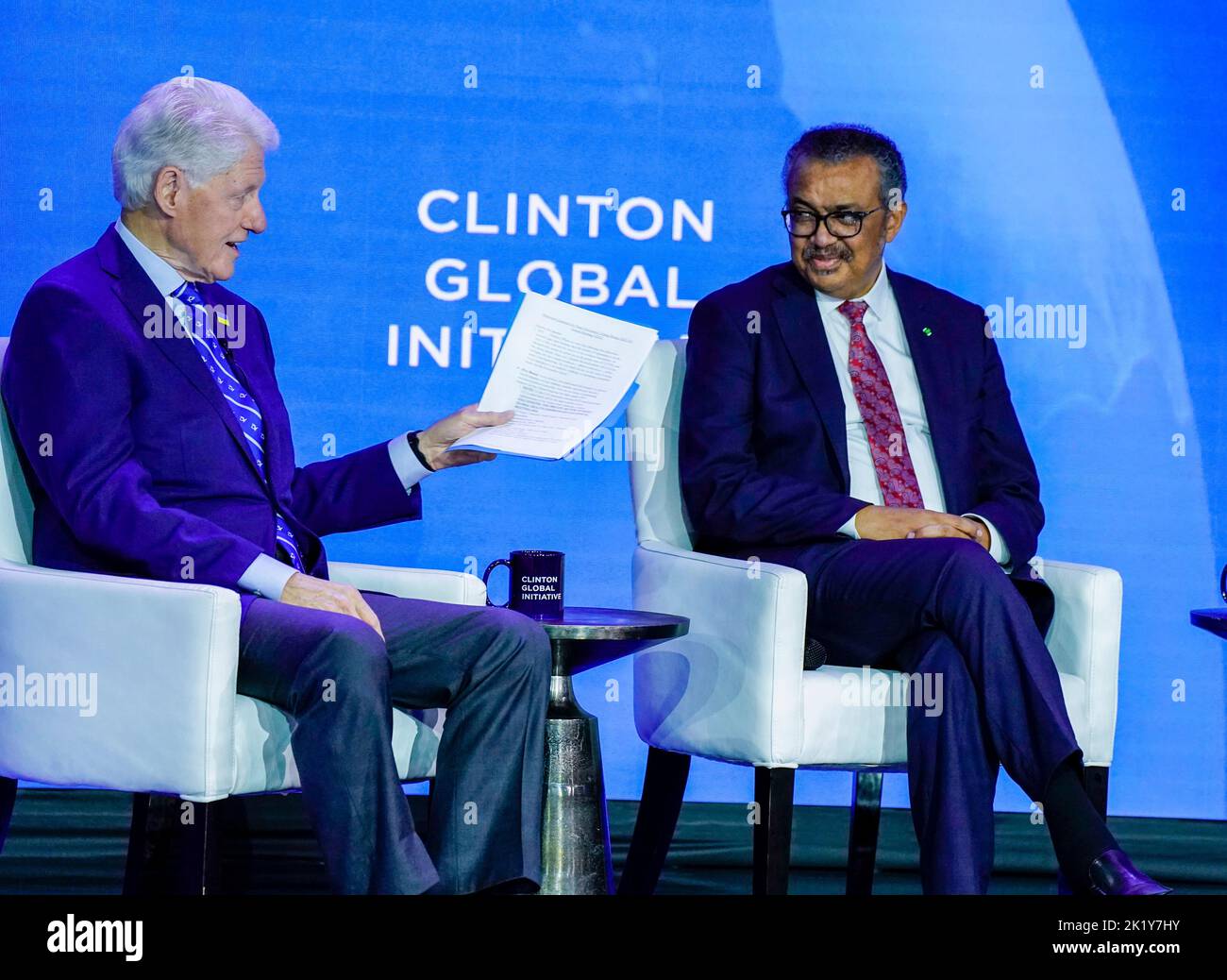 09/20/2022 New York City, New York Bill Clinton, Dr Tedros Adhanom Ghebreyesus during the 2022 ...