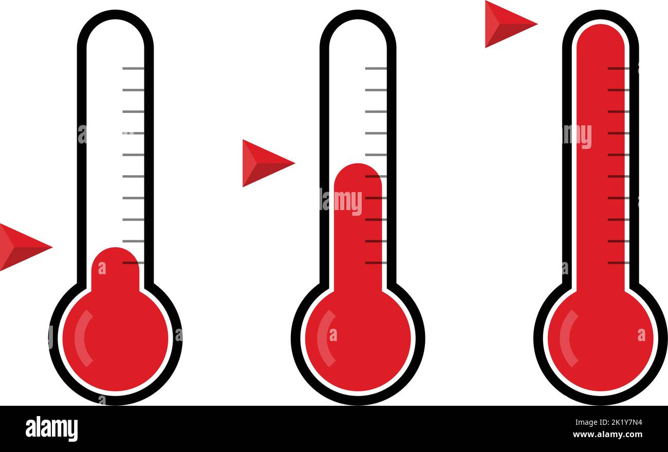 Thermometers icon set. Flat vector thermometer illustration with three ... Thermometers icon set. Flat vector thermometer illustration with three ...