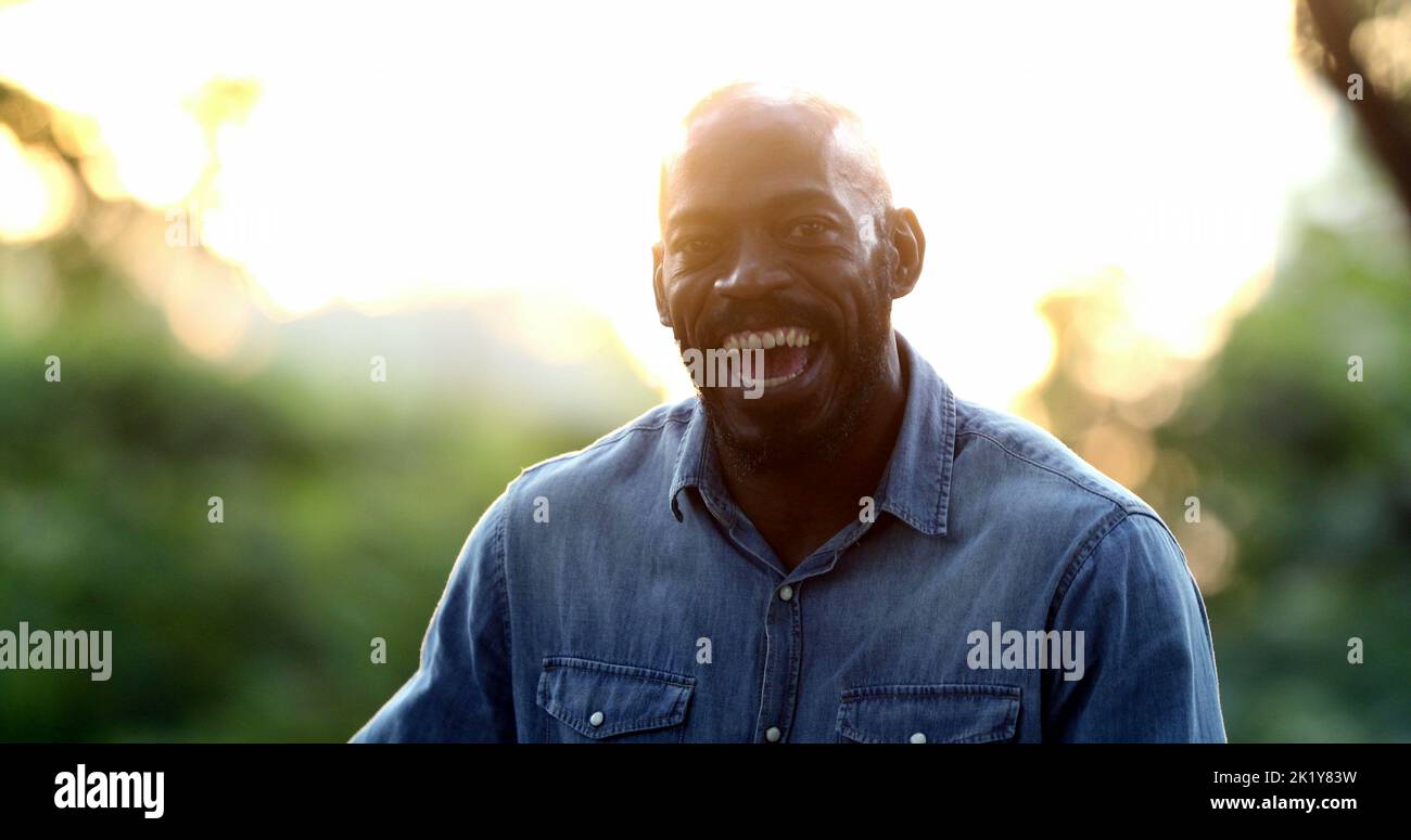 Happy black African man smiling, joyful person, charismatic friendly ...