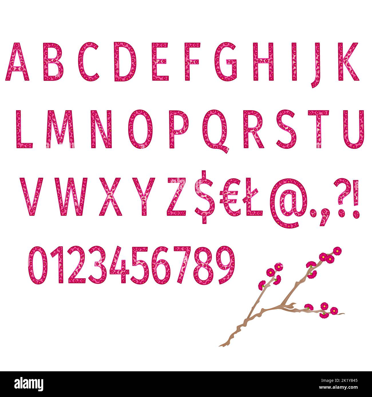 Alphabet of violet flowers vector Stock Vector Image & Art - Alamy