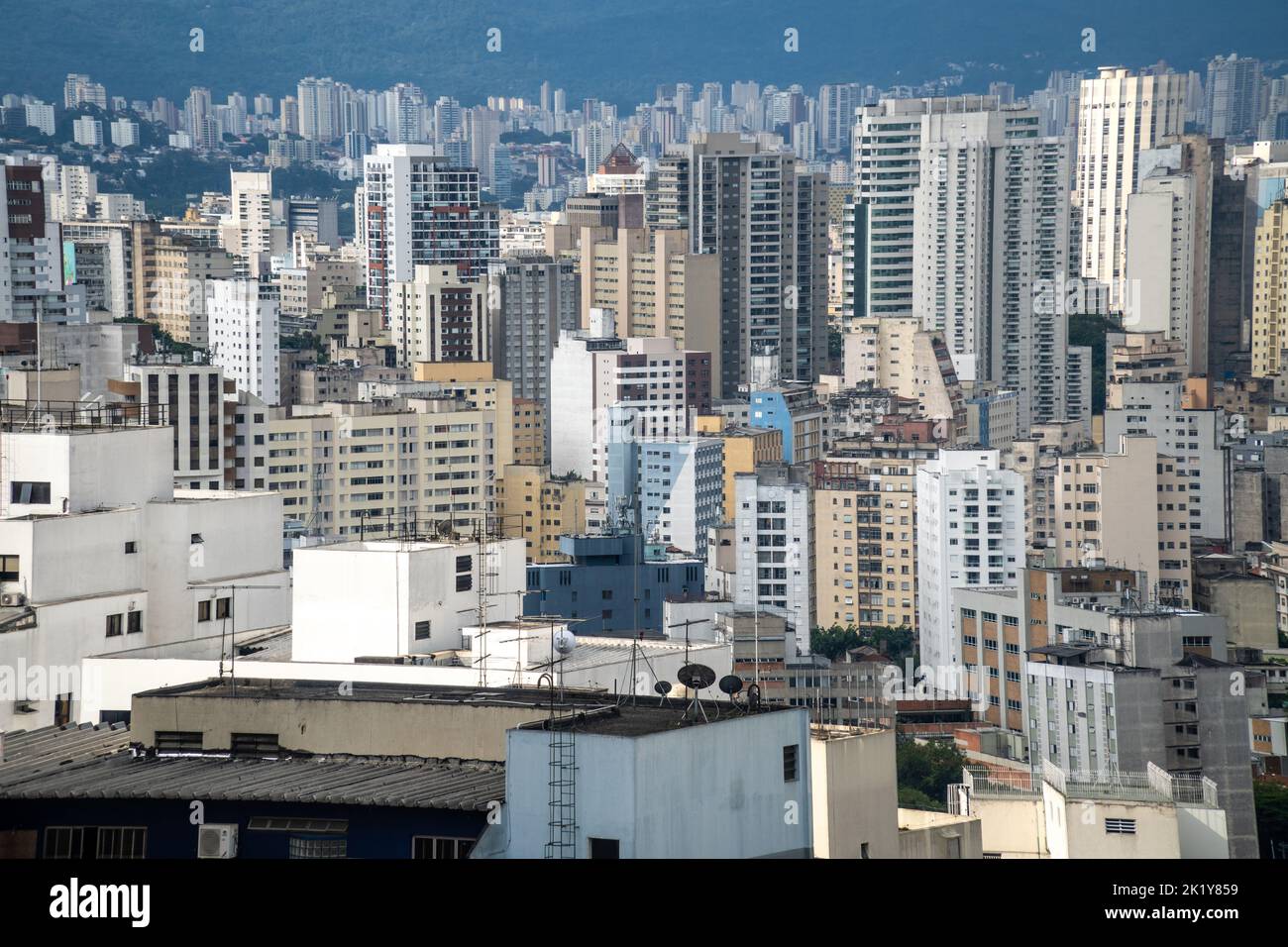 Beautiful Skyline of the city of São Paulo. Tall buildings, towers and ...