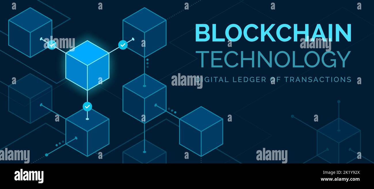 Blockchain Technology Digital Ledger Nft Banner With Copy Space Stock Vector Image And Art Alamy