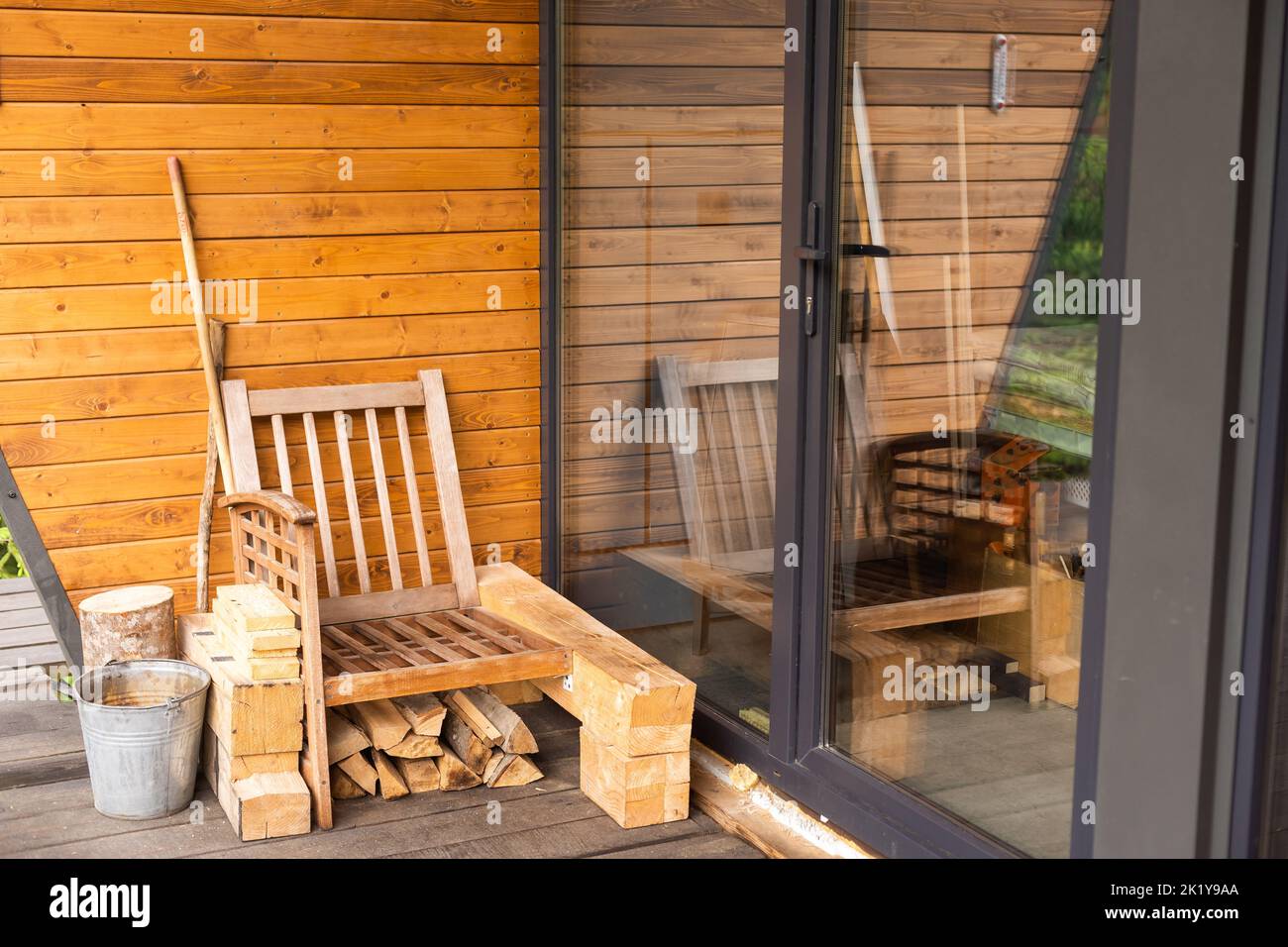 Apartment balcony scenery view with exotic grooved cumaru wood decking ...