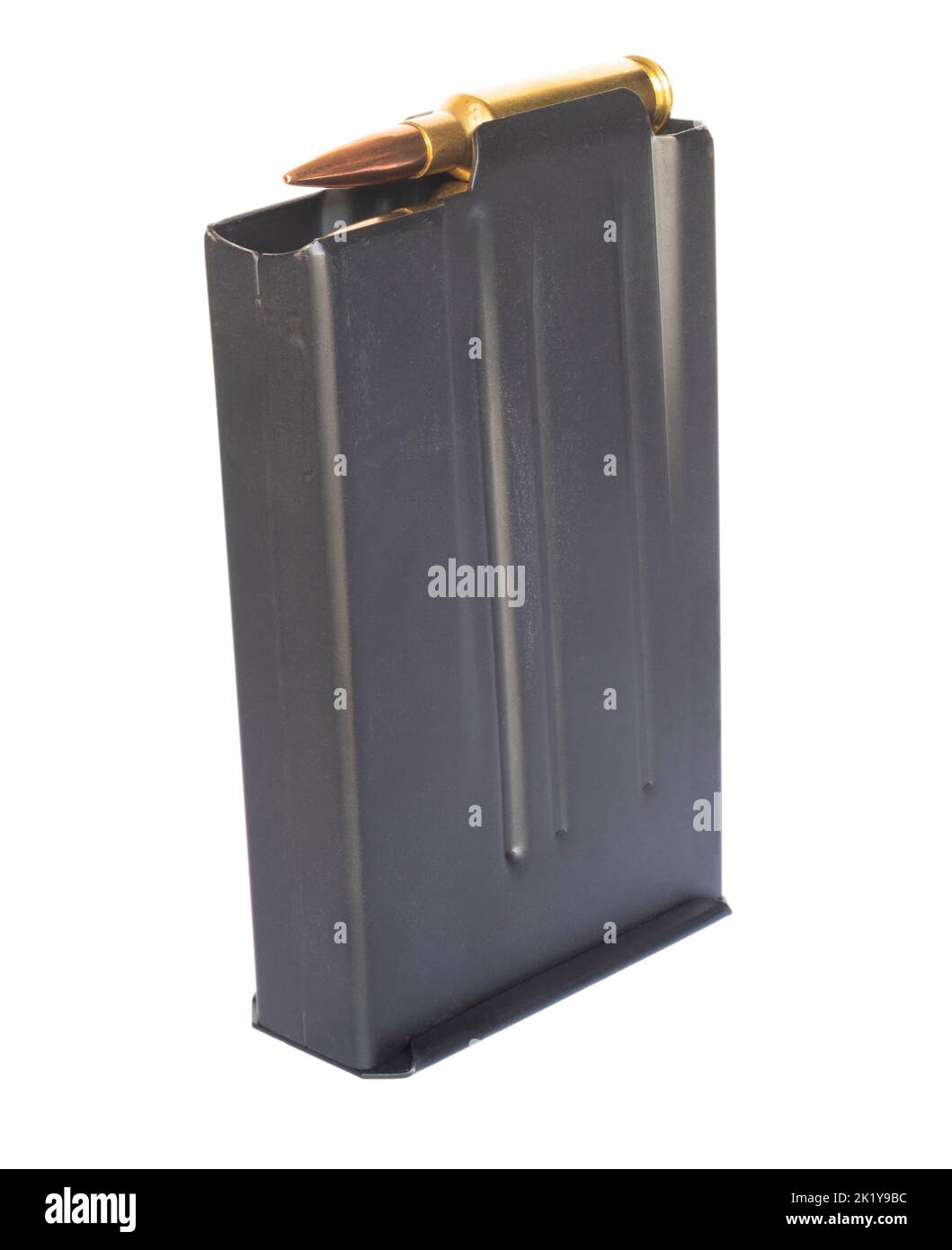 Metal rifle magazine loaded with cartridges isolated on white Stock ...