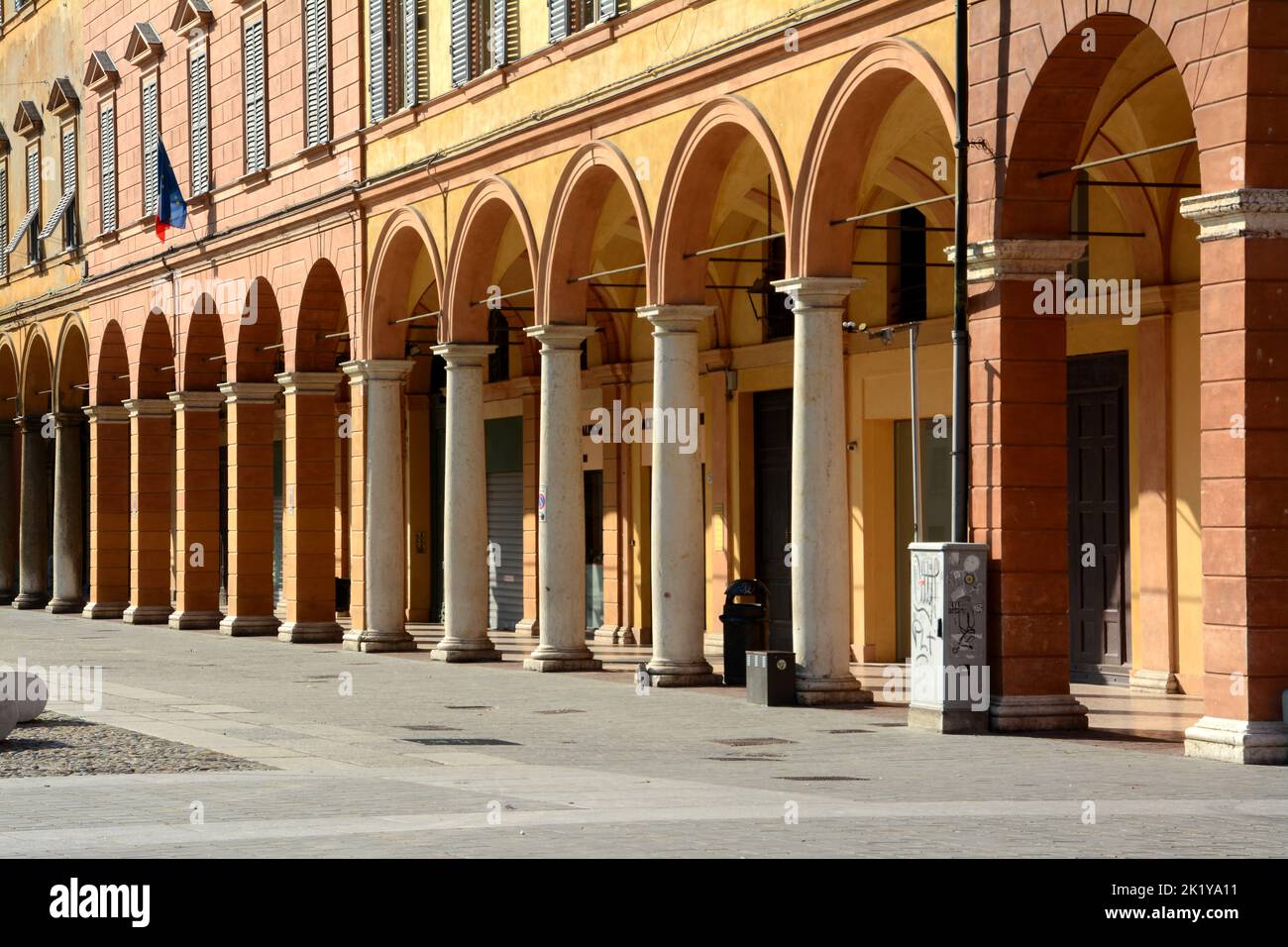 Piazza Roma and the Military Academy in Modena in Emilia-Romagna. It is ...