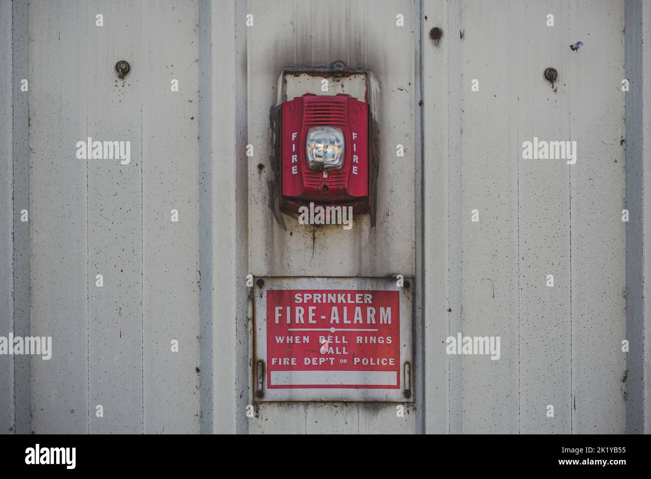An old red fire alarm on the wall in Wisconsin Stock Photo - Alamy