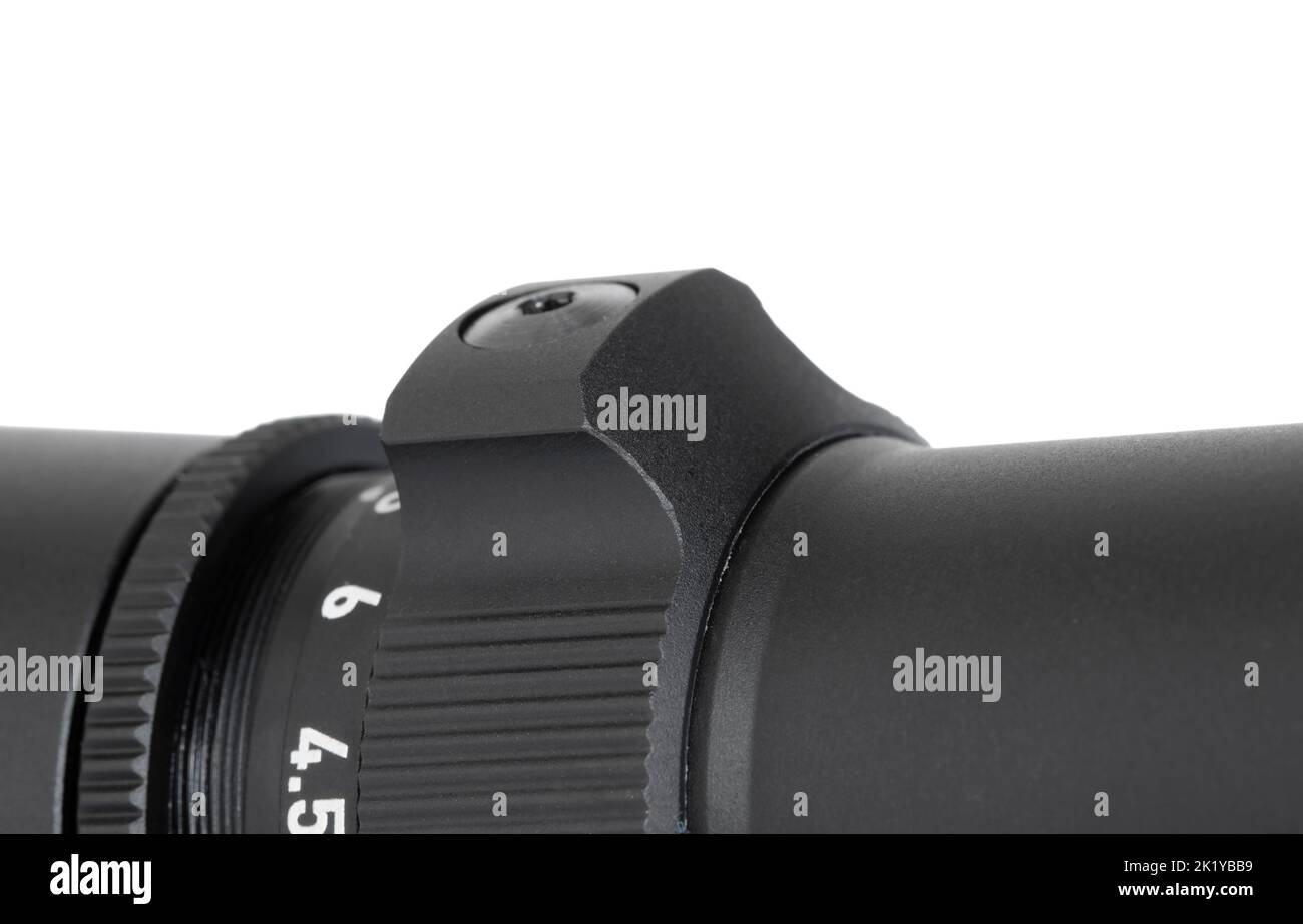 Speed bump on a riflescope magnification ring isolated on white Stock ...