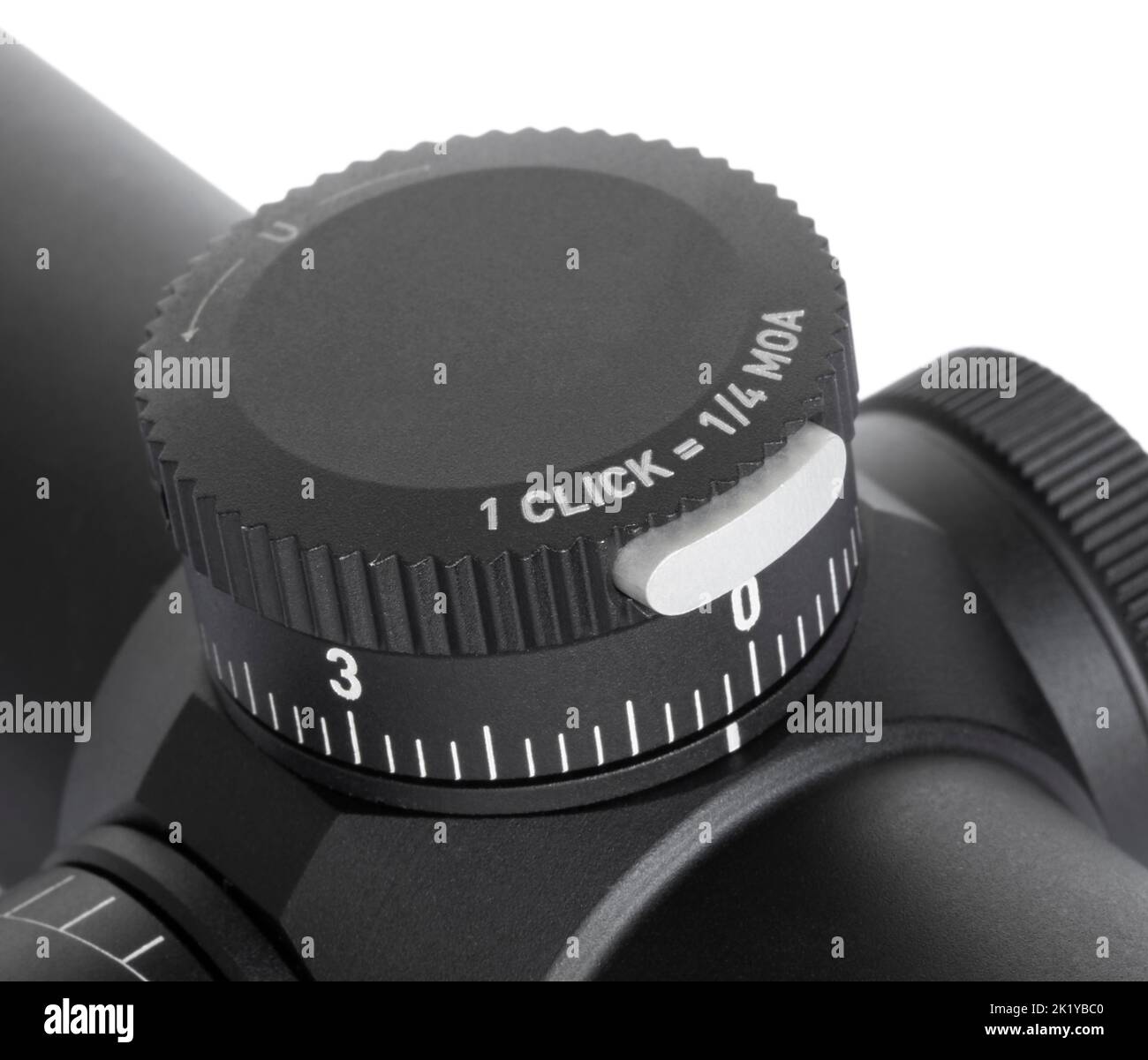Quarter minute of angle per click elevation dial on a rifle scope Stock ...