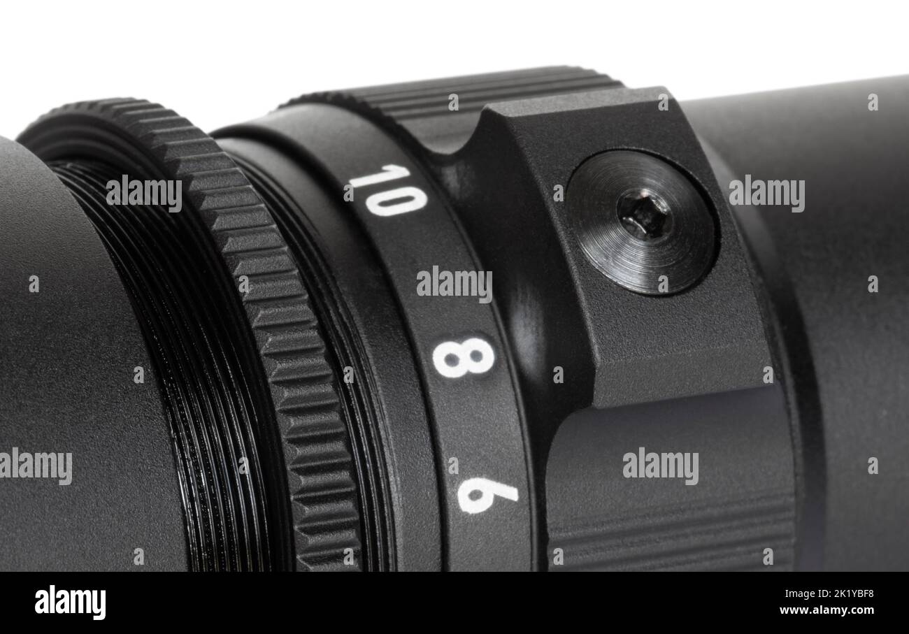 Magnification dial with a speed bump on a rifle scope Stock Photo - Alamy