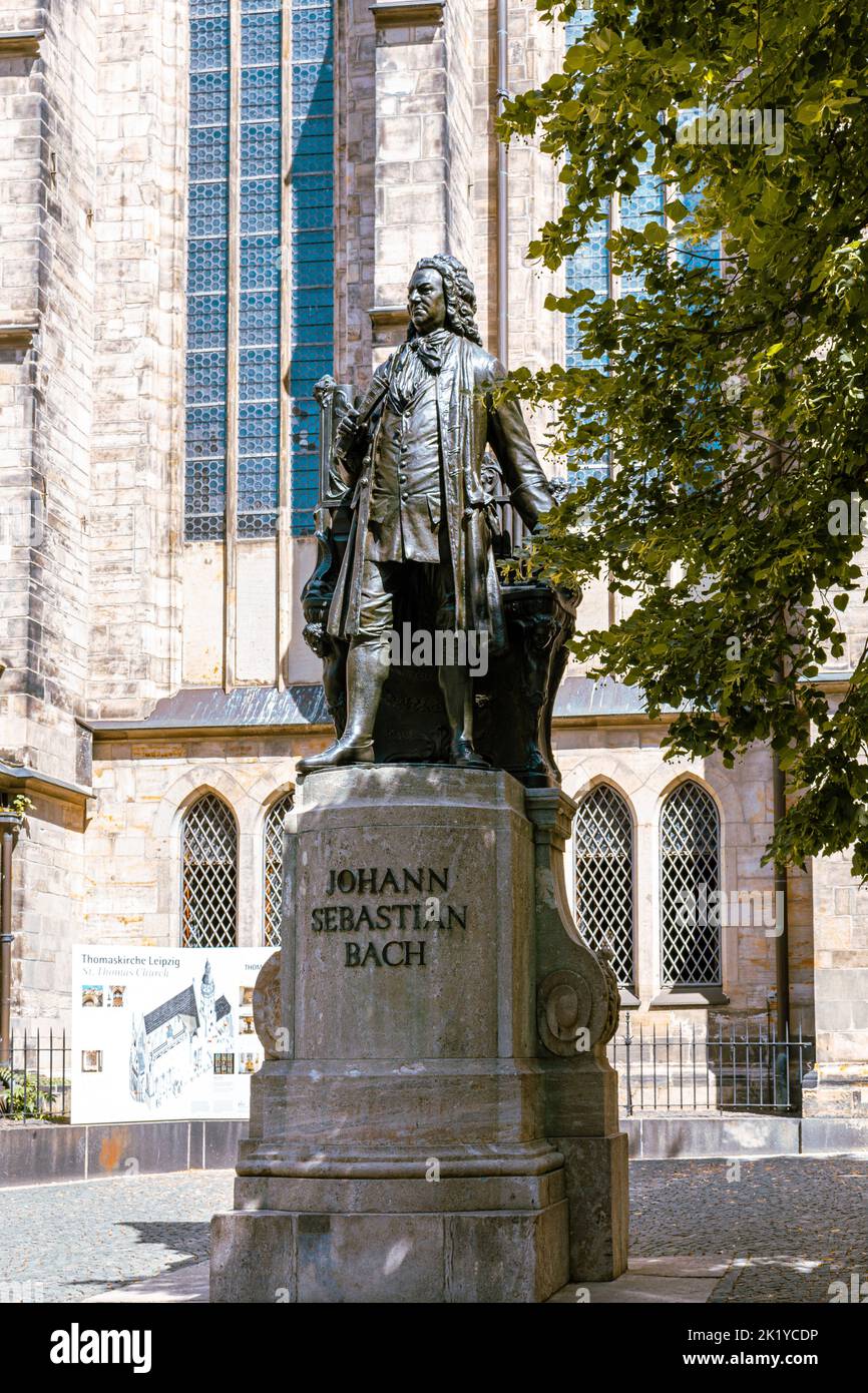 New Bach Monument outside the Thomas Church in Leipzig Stock Photo - Alamy