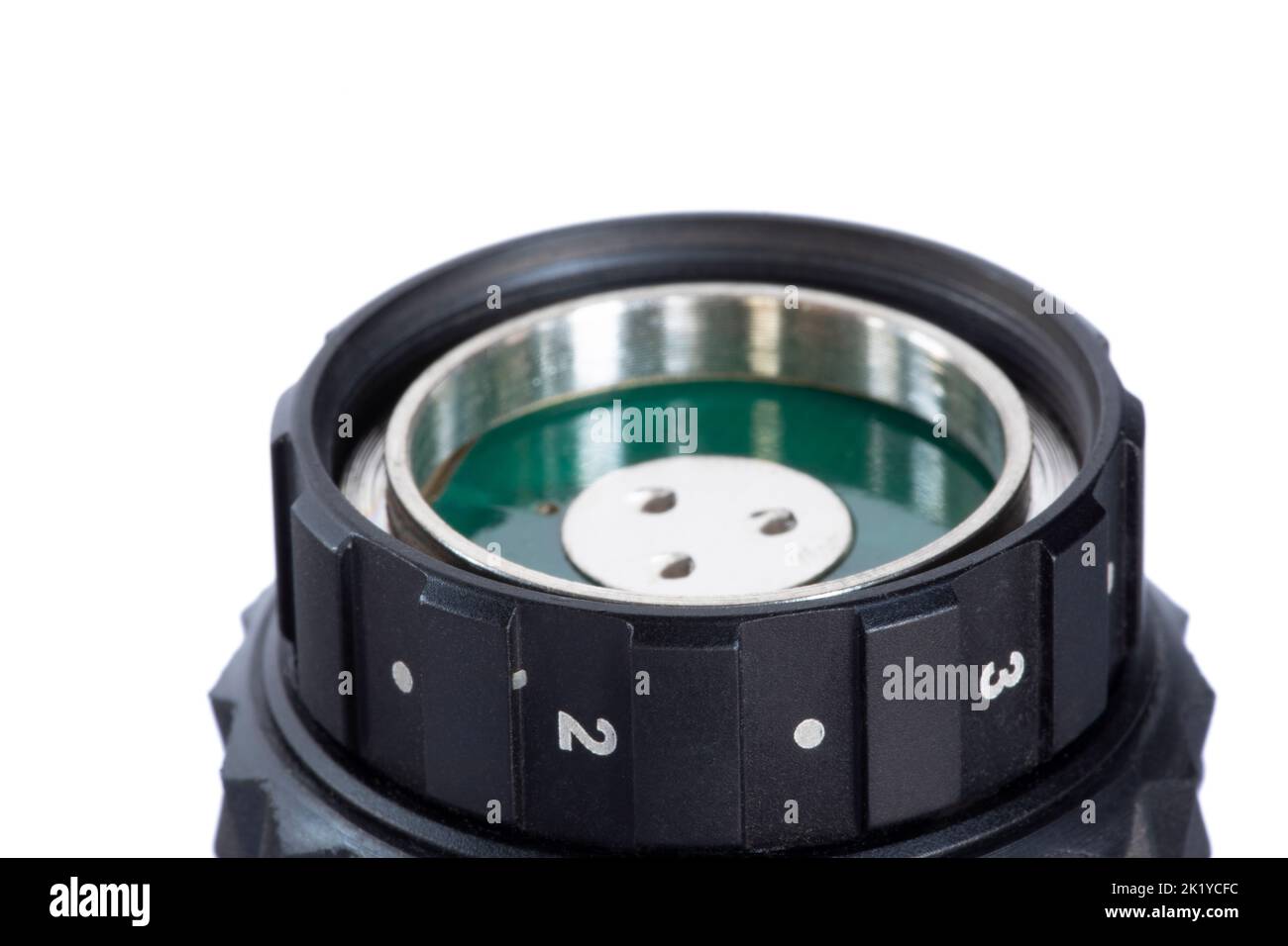 Compartment for a battery that runs a lighted scope reticle isolated on ...