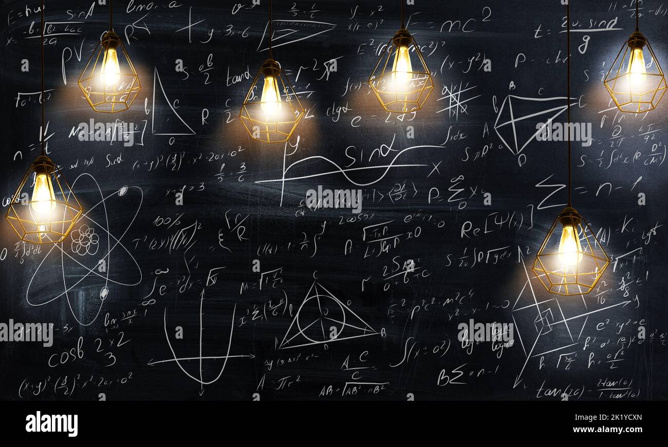 lightbulb brainstorming creative idea with math formula Stock Photo - Alamy