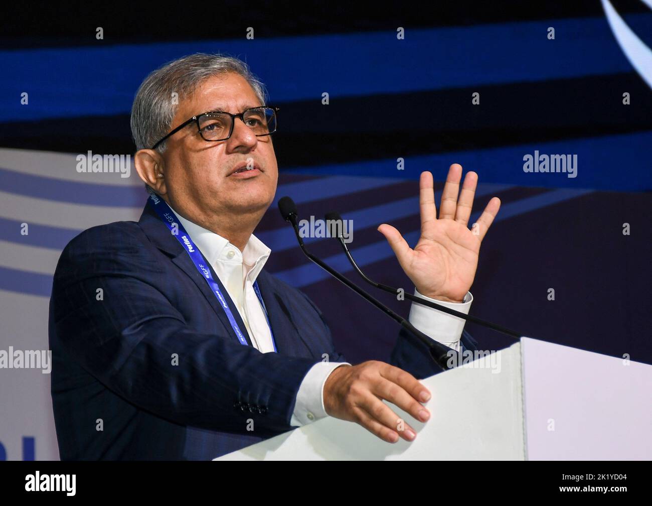 Axis bank Chief Executive Officer (CEO) Amitabh Chaudhary speaks during ...