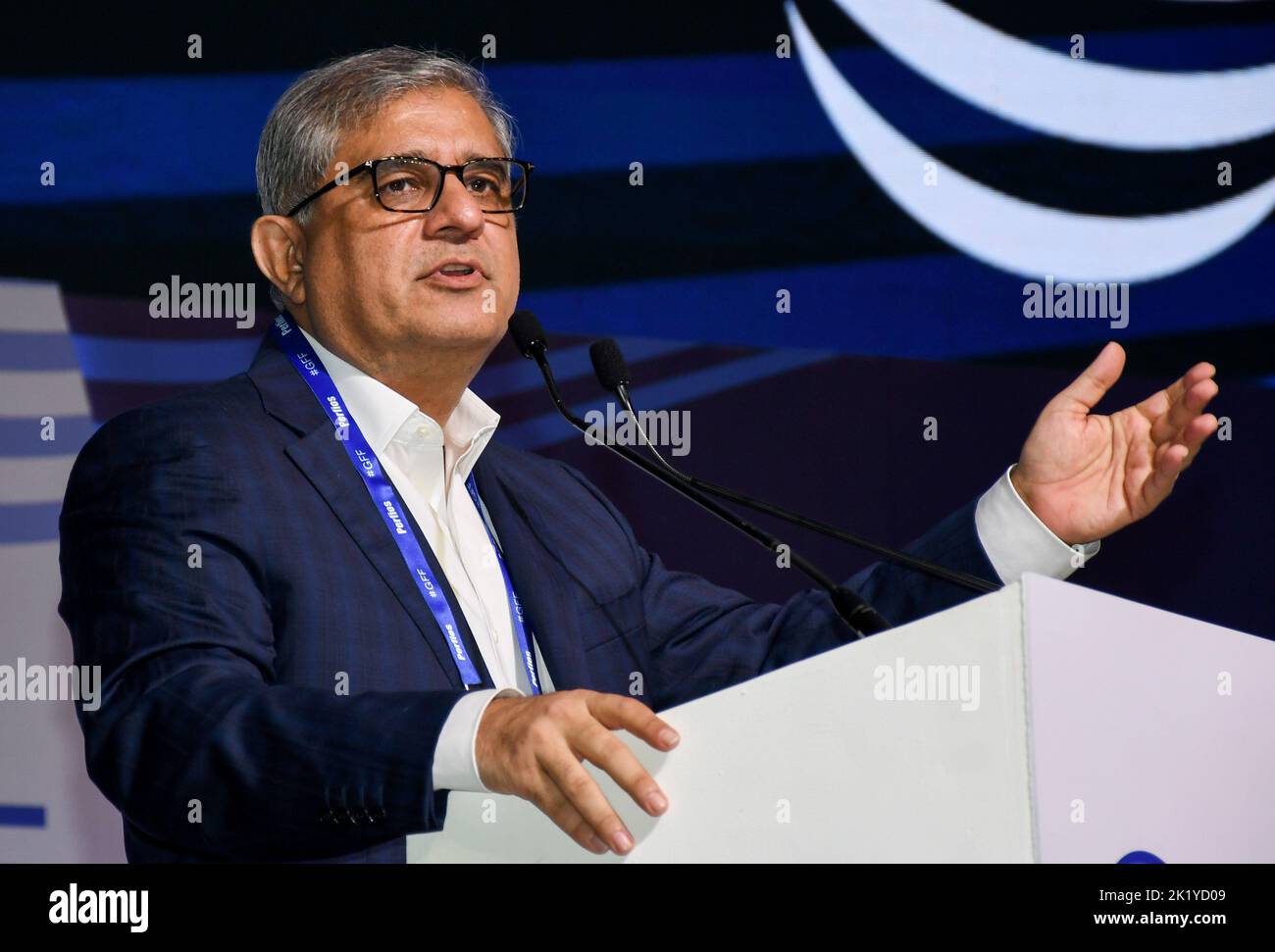 Axis bank Chief Executive Officer (CEO) Amitabh Chaudhary speaks during ...