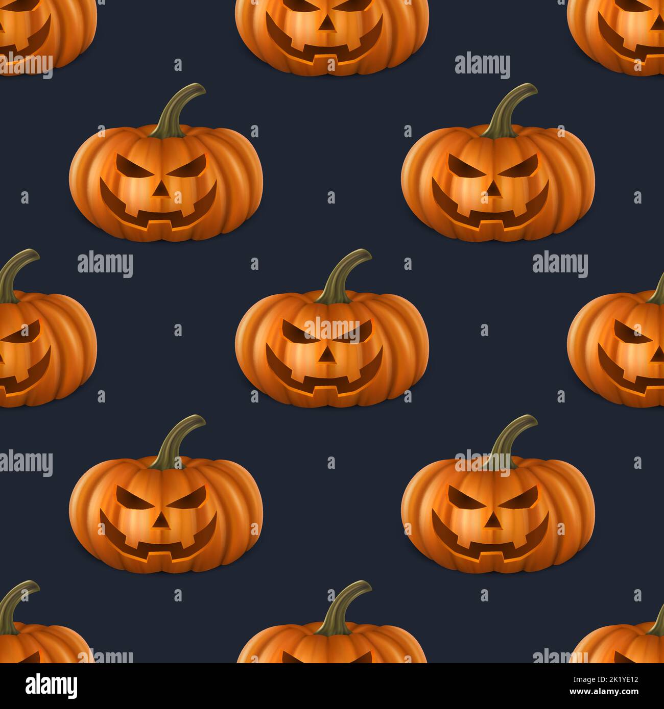 Vector Halloween Seamless Pattern with Funny Pumpkins. Cute Jack-o ...