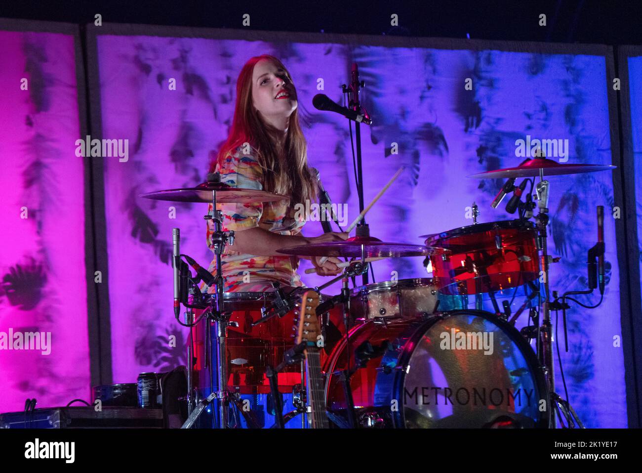 Anna Prior drummer of Metronomy on the Mountain Stage, Day One of the ...