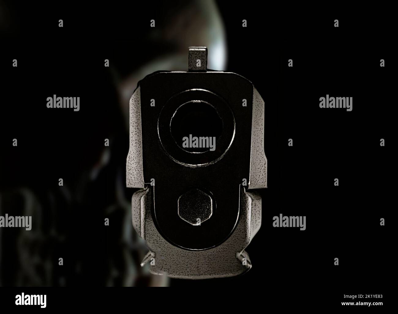 3-D illustration of a semi-auto pistol ghost gun seen from the front ...