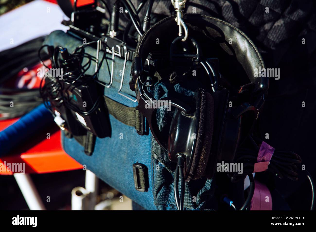 Headphones for Sound Recorder, professional film crew production Stock ...