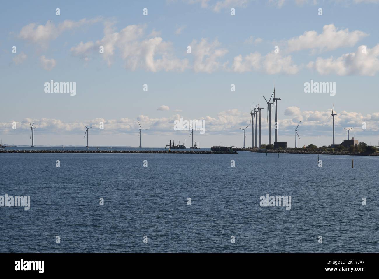 Copenhagen Denmark./27 March 2020 /Green energy wind turbines park in ...