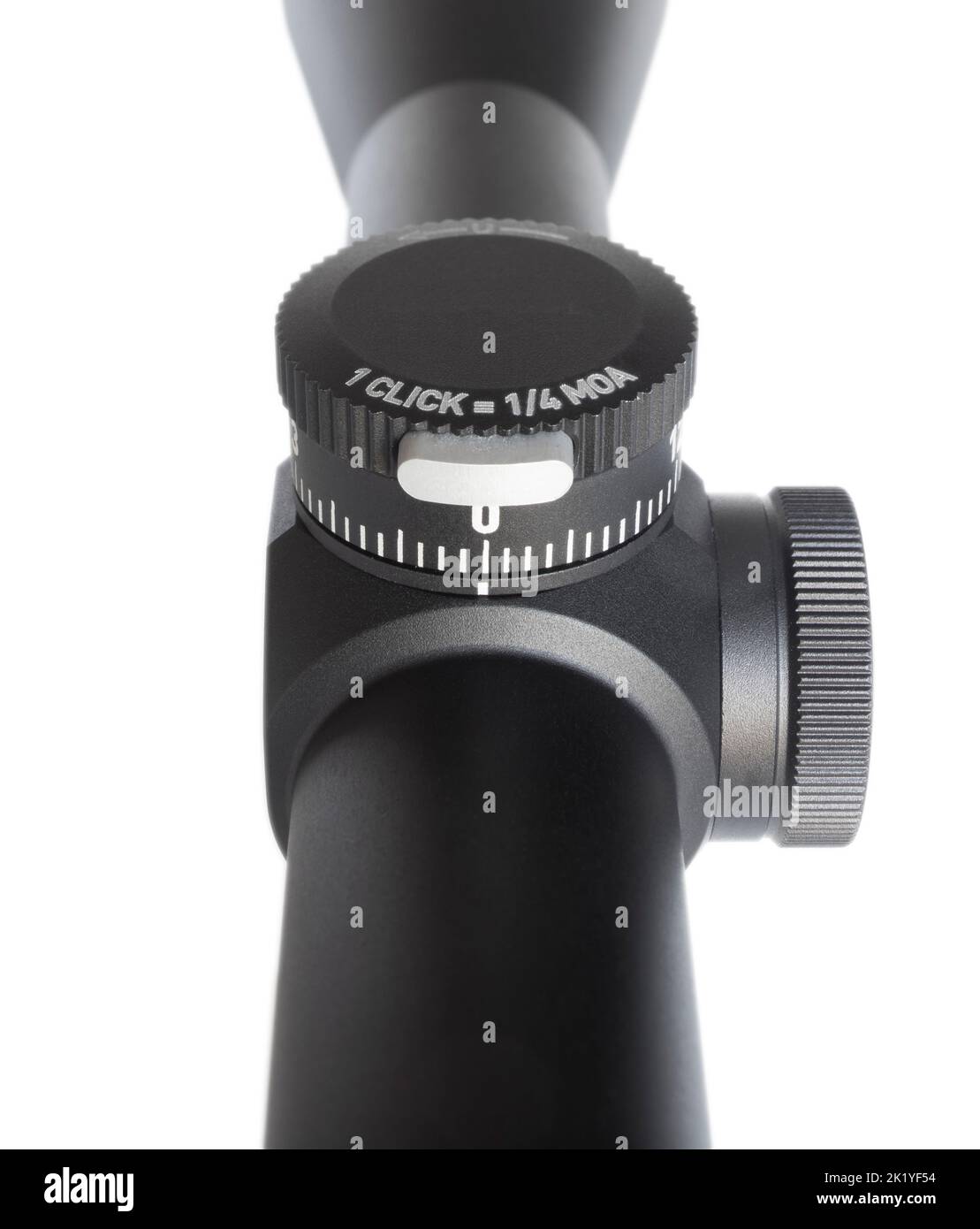 Elevation adjustment dial on a riflescope isolated on white Stock Photo ...