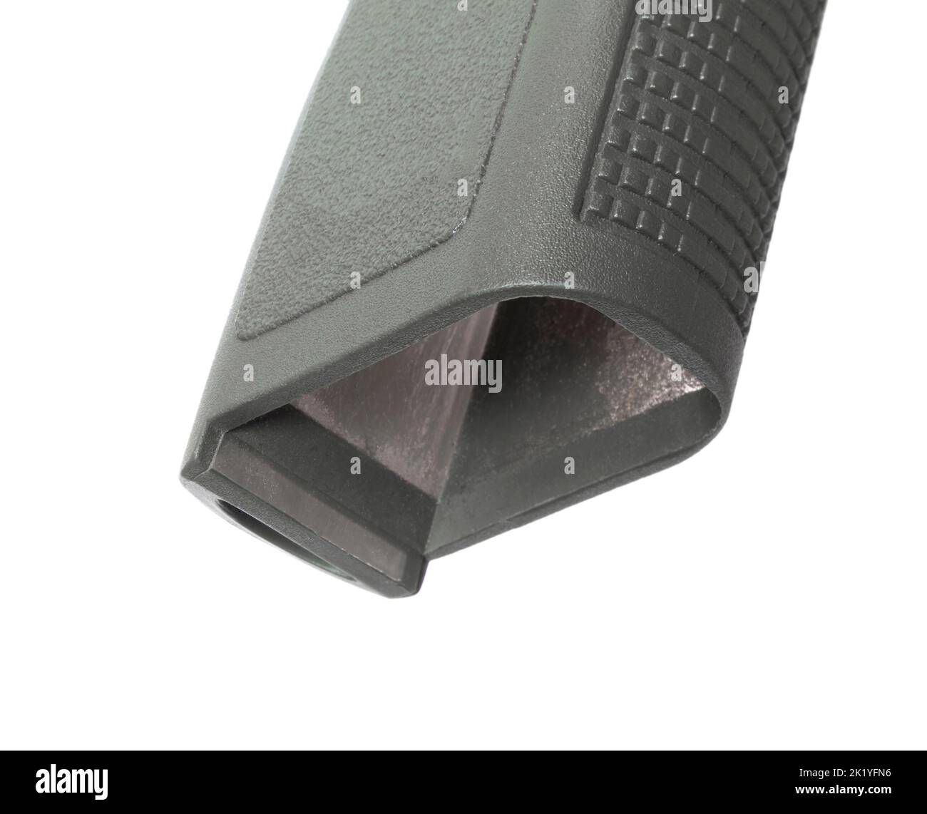 Magazine slow on a semi-automatic handgun that is empty and isolated on ...