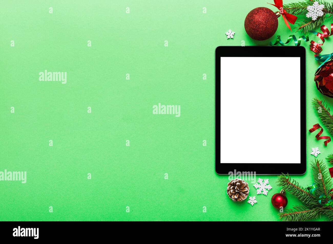 Digital tablet mock up with rustic Christmas decorations for app ...