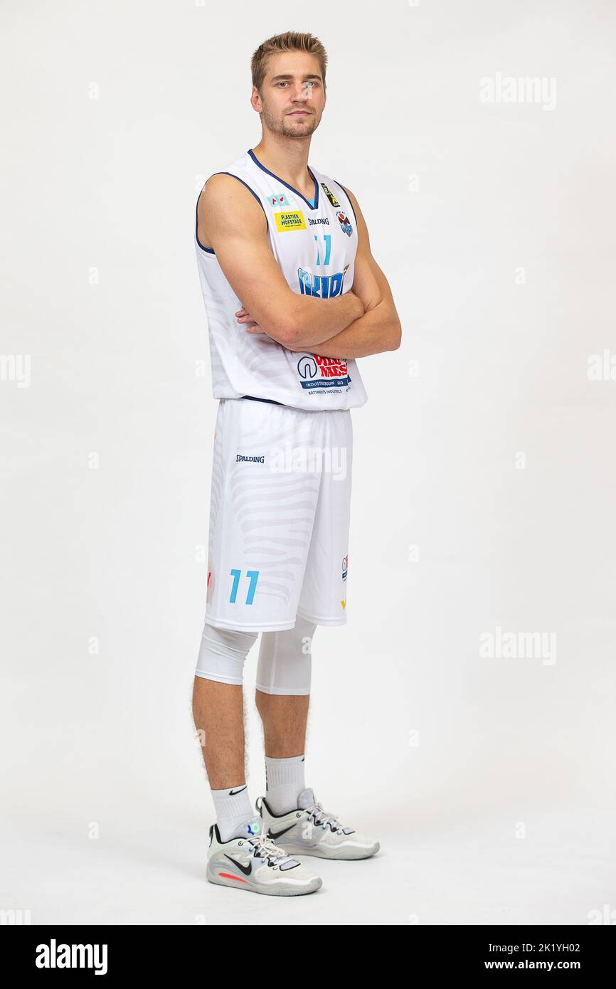 Aalstar's Joren Vermoesen poses at a photoshoot of Belgian Basketball ...