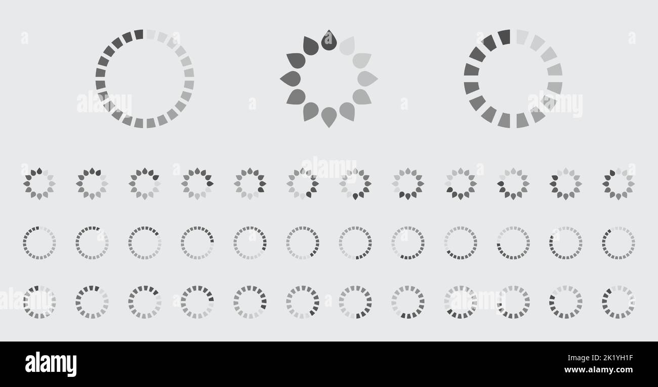 Circular Loading Buffering Icons Vector Set Video Ready for Animation ...
