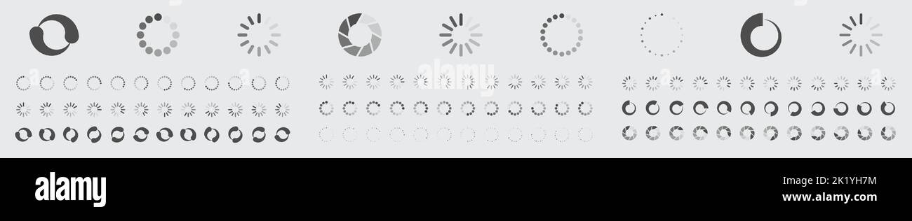 Circular Loading Buffering Icons Vector Set Video Ready For Animation